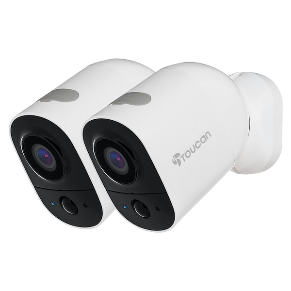 Toucan Wireless Outdoor Indoor Battery Powered Security Camera 1080p White 2PK TWCK200WU EF Zoro